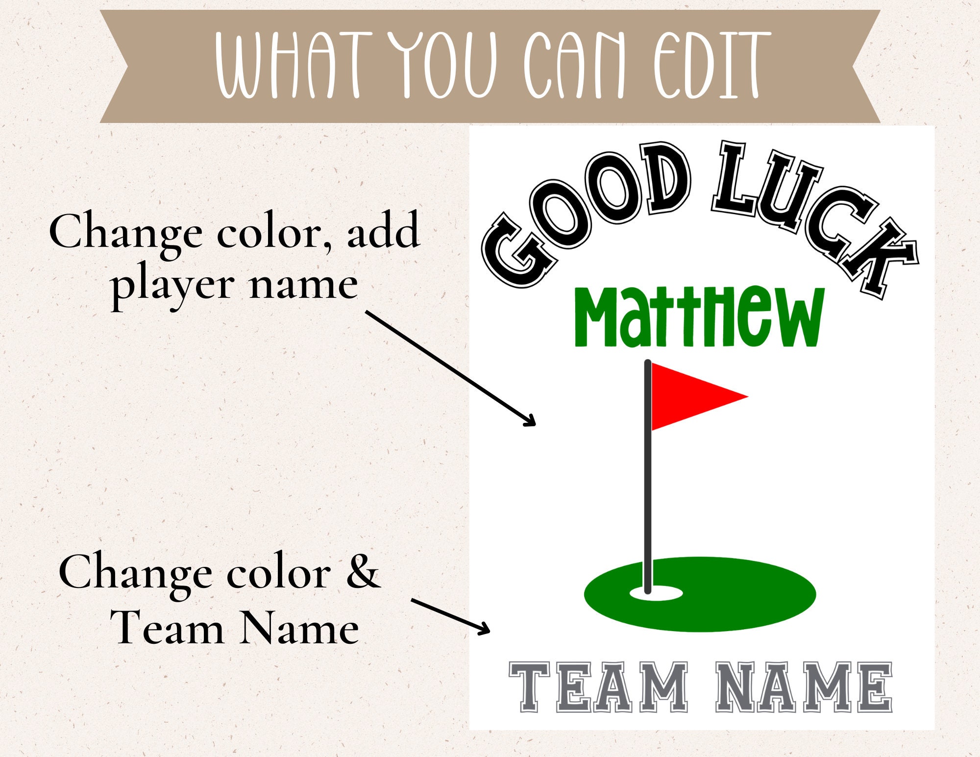 Editable Golf Good Luck Printable Sign Golf Team Good Luck - Etsy