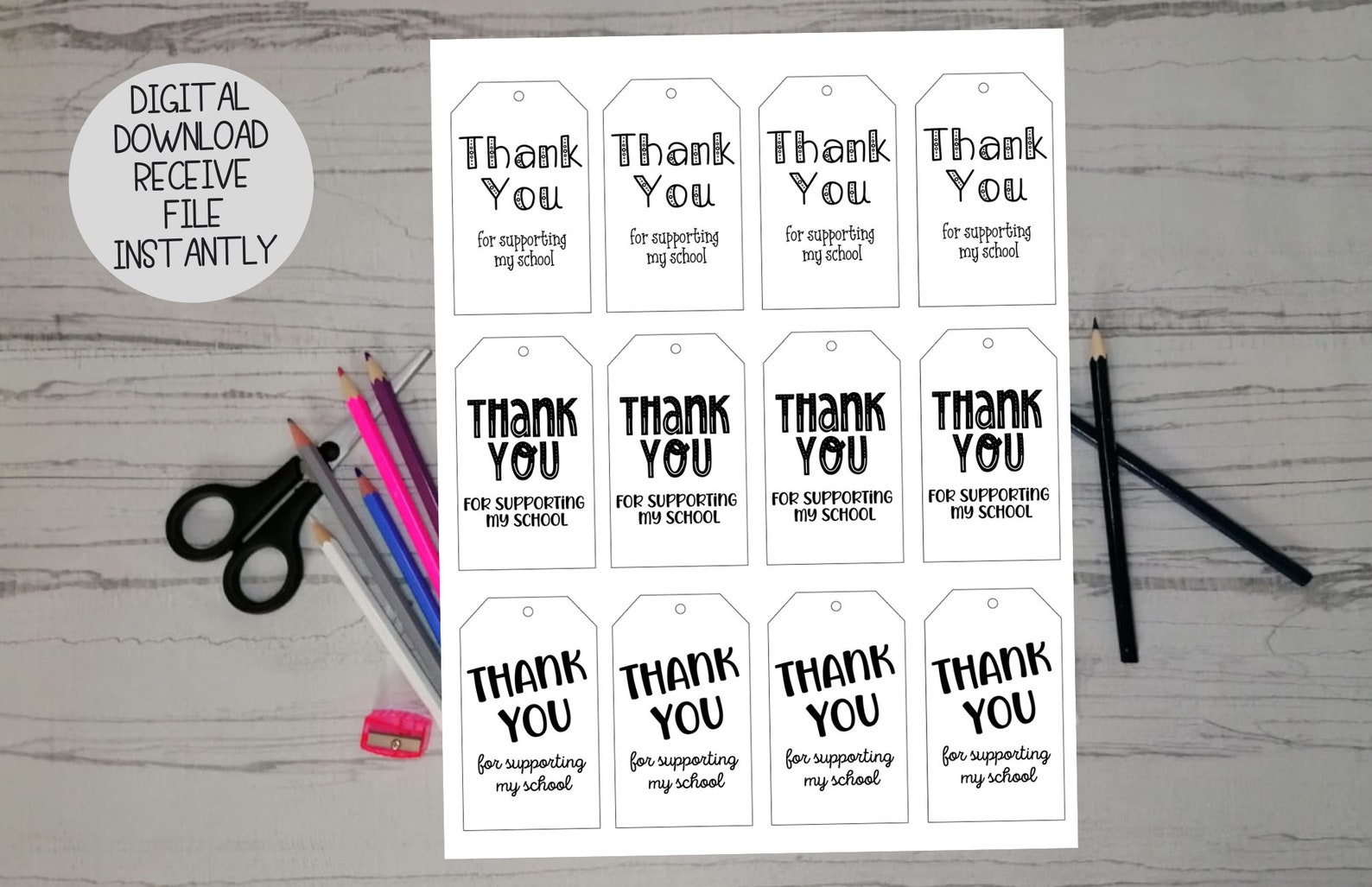 Thank You for Supporting My School Printable Tag, Thank You Favor Tag ...