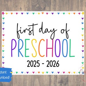 PRESCHOOL 2025-26 SIGN | 1st Day of Preschool Sign | Start School Sign ...