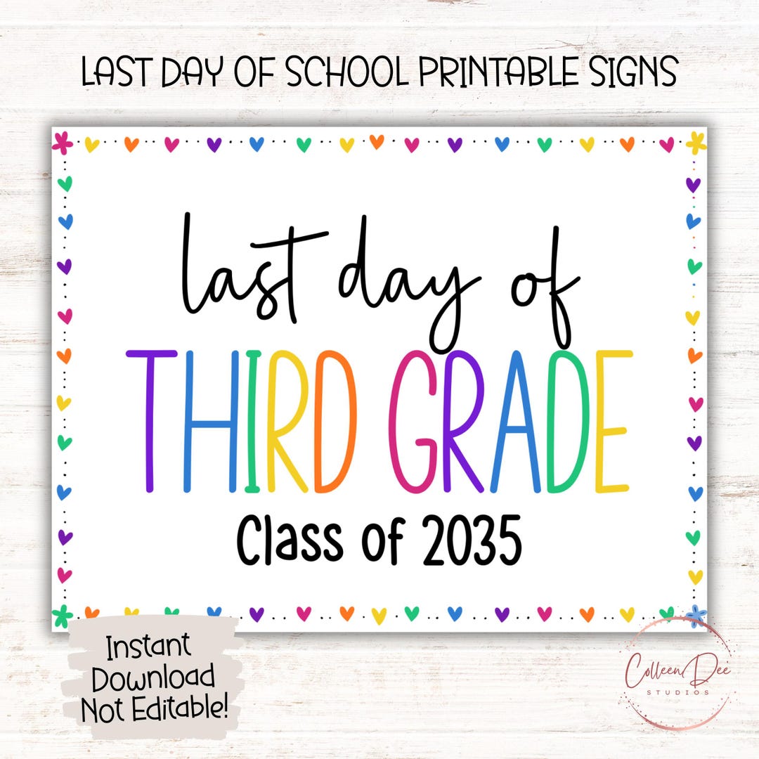 Last Day of THIRD GRADE Class 2035 SIGN | End of School Sign ...