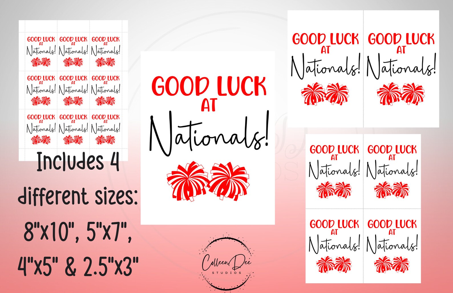 CHEER POM POMS Good Luck at Nationals Printable Tag Team - Etsy