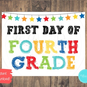 FOURTH GRADE SIGN First Day of 4th Grade Sign Start School - Etsy