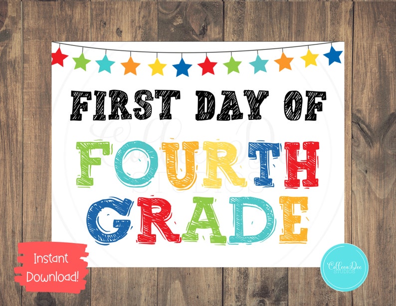 FOURTH GRADE SIGN First Day of 4th Grade Sign Start School - Etsy