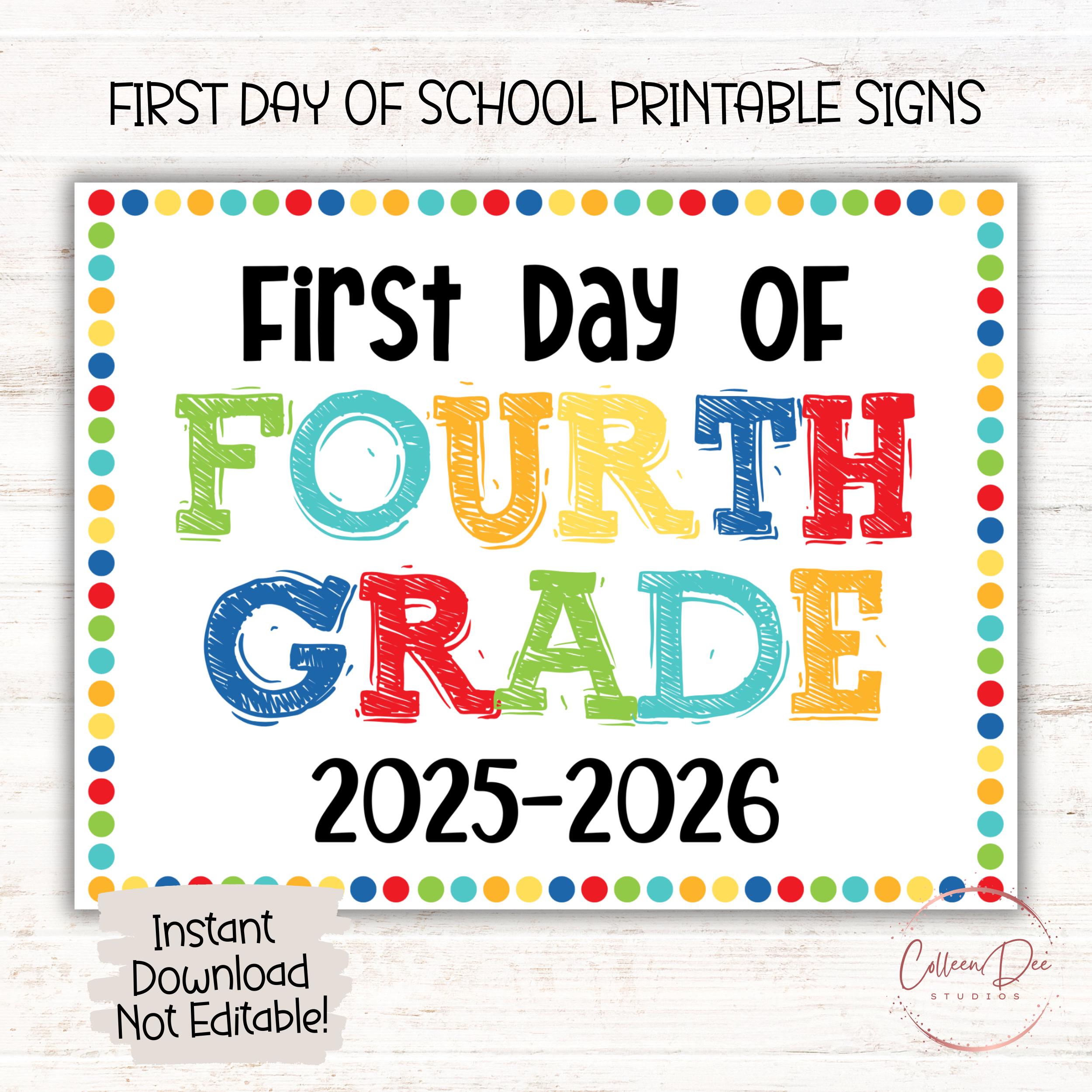 FOURTH GRADE 2025-26 SIGN | 1st Day of Fourth Grade Sign | Start of ...