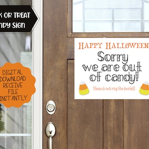 Sorry Out of Candy Printable Sign | Trick or Treater Sign | Instant ...