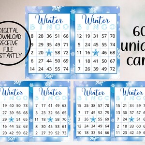 Winter Bingo 600 Cards | Winter Printable | Bingo Game | School Game ...