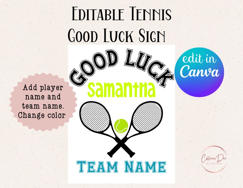 Editable Tennis Good Luck Printable Sign Tennis Team Good - Etsy Denmark