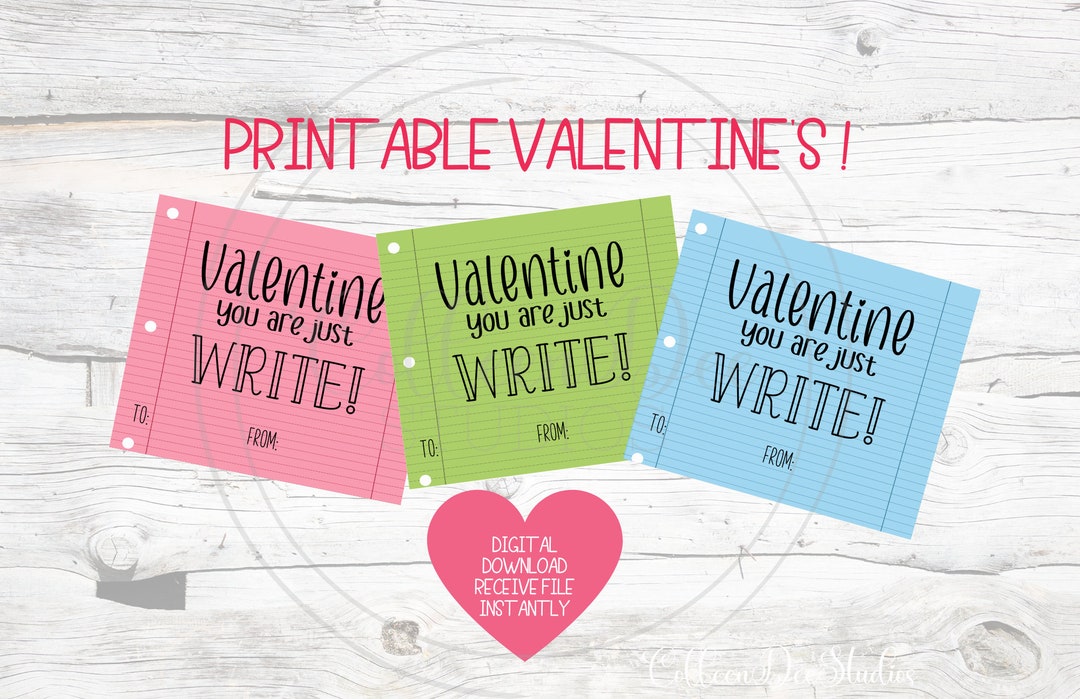 Valentine You Are Just Write Printable Valentine Valentine Tags ...