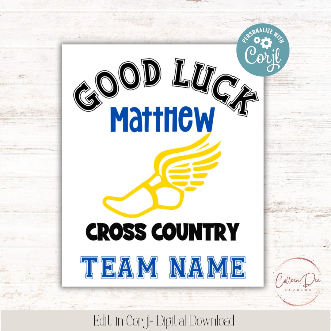 Editable Cross Country Good Luck Printable Sign | Cross Country Team ...
