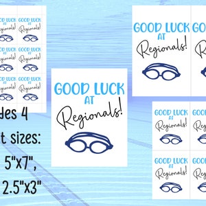 Swimming Good Luck at Regionals Printable Tag | Team Good Luck | Swim ...