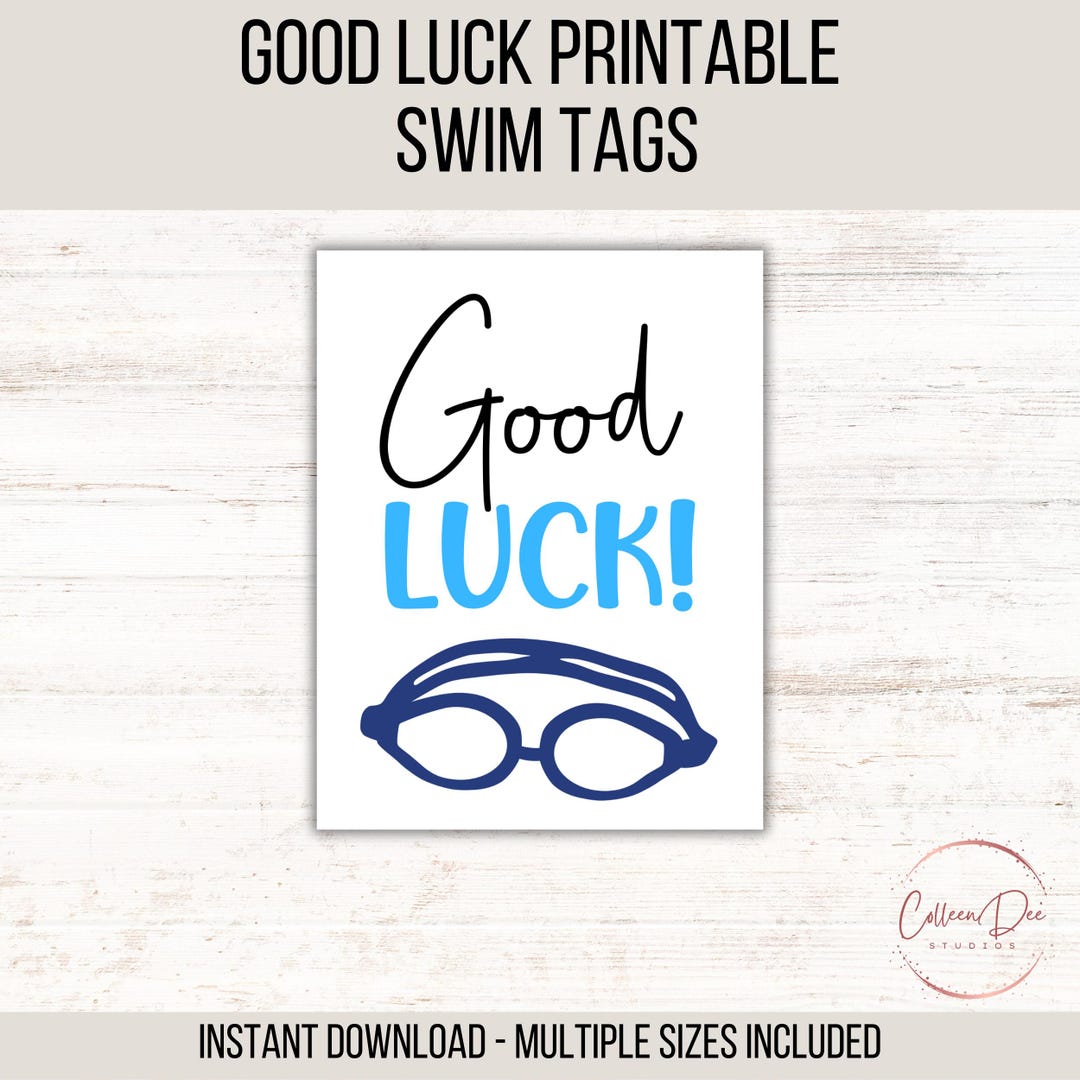 SWIMMING Good Luck Printable Tag | Team Good Luck Tag | Printable Tag ...