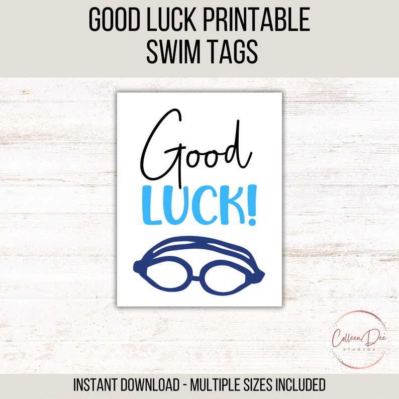 SWIMMING Good Luck Printable Tag | Team Good Luck Tag | Printable Tag ...