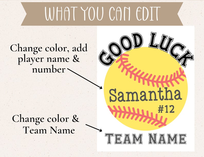 Editable Softball Good Luck Printable Sign Softball Team - Etsy