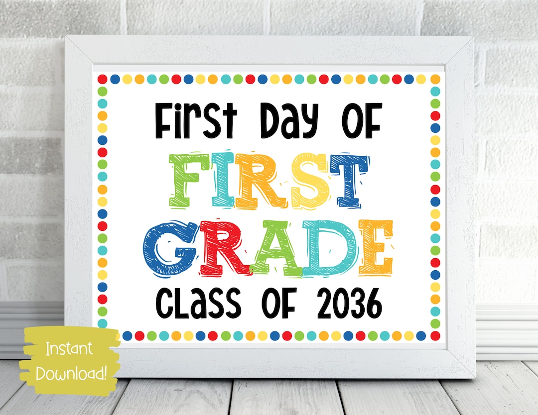 FIRST GRADE CLASS 2036 Sign 1st Day First Grade Sign Start of School ...