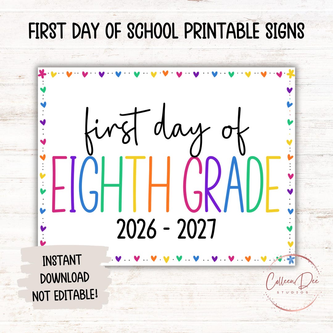 EIGHTH GRADE 2026-27 SIGN | 1st Day of Eighth Grade Sign | Start School ...