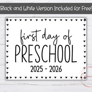 PRESCHOOL 2025-26 SIGN | 1st Day of Preschool Sign | Start School Sign ...