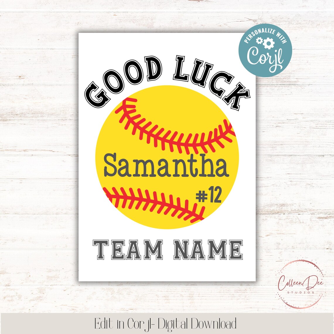 Editable Softball Good Luck Printable Sign | Softball Team Good Luck ...