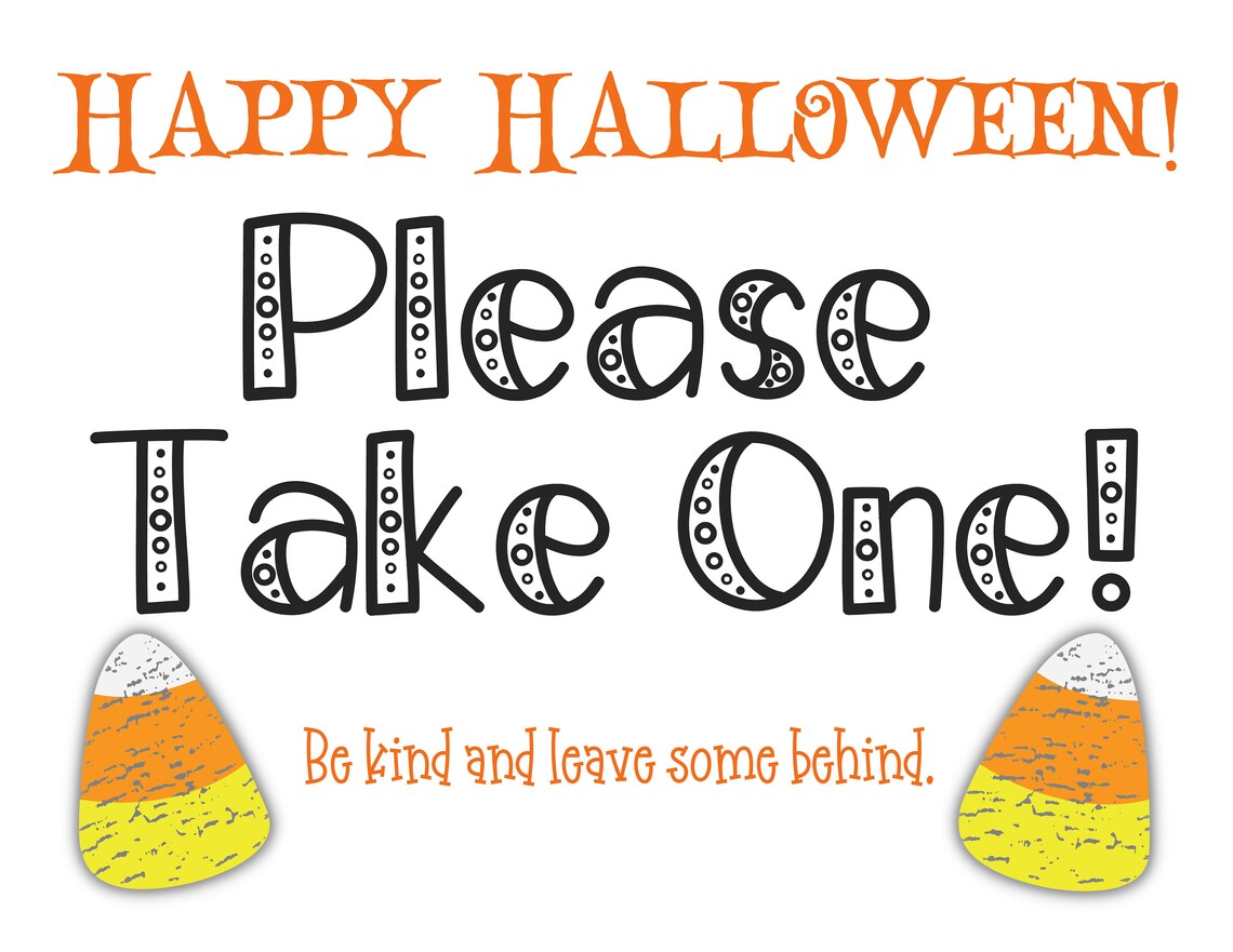 Printable Sign for Halloween Candy Bowl Trick or Treater | Etsy