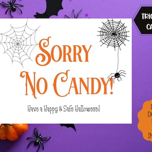 Sorry No Candy Printable Sign | Trick or Treater Sign | Instant ...