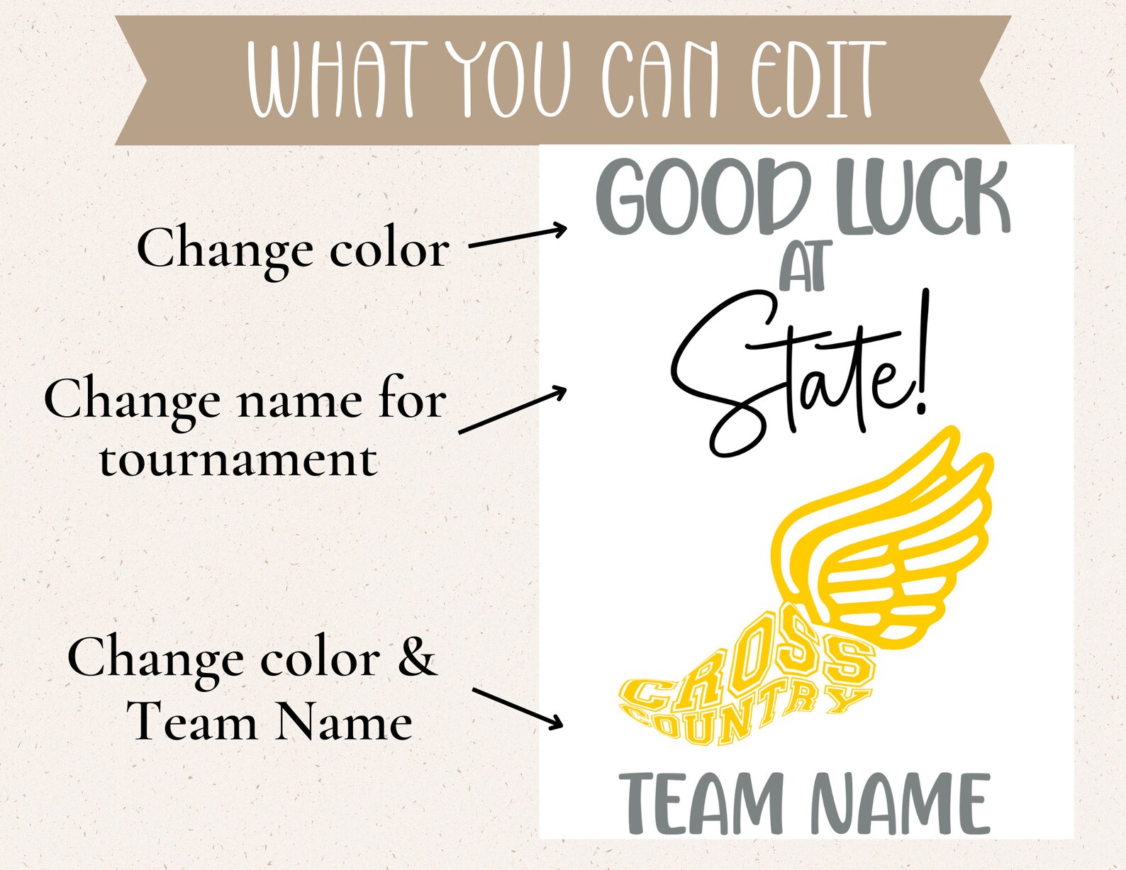 Editable Cross Country Good Luck at State Printable | Cross Country ...