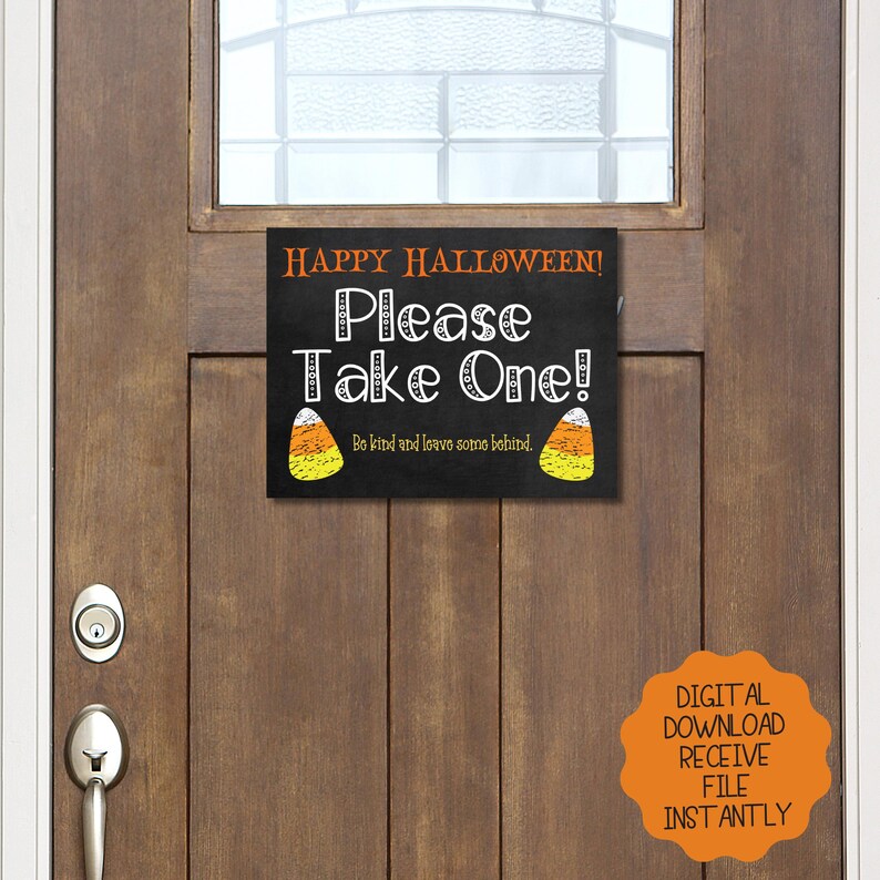 Printable Take One Candy Sign | Halloween Trick or Treat Sign | Instant ...