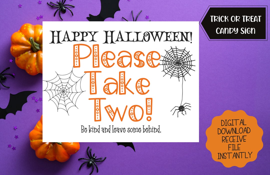 Printable Sign for Halloween Candy Bowl Trick or Treater - Etsy