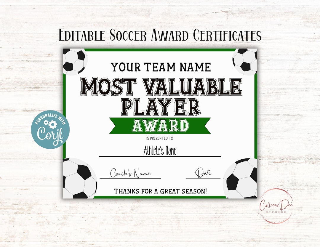 Editable Soccer Awards Certificates | Printable Soccer Team Awards ...