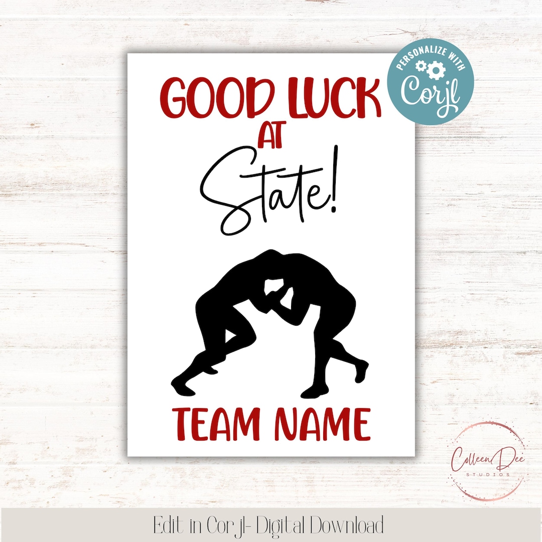 Editable Wrestling Good Luck at State Printable Tag | Wrestling Team ...