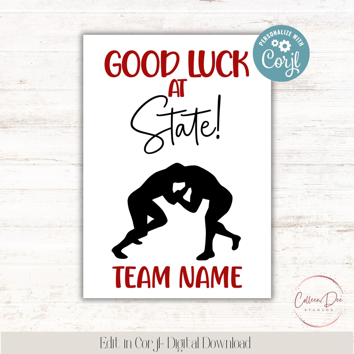 Editable Wrestling Good Luck at State Printable Tag | Wrestling Team ...