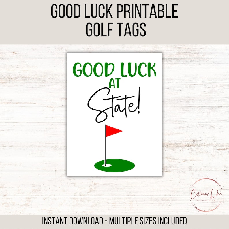 GOLF Good Luck at State! Printable Tag | Team Good Luck Tag | Printable ...