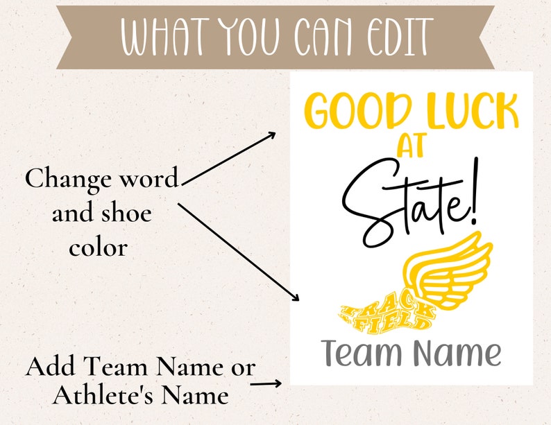 Editable TRACK Good Luck at State Printable Tag Track & - Etsy