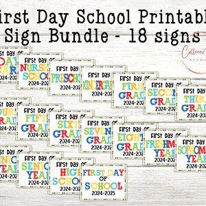 First Day School Printable Sign Bundle Includes Prek 8th Grade, First ...