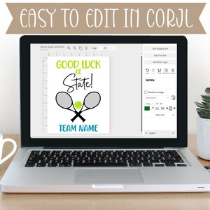 Editable TENNIS Good Luck at State Printable Tag | Tennis Team ...
