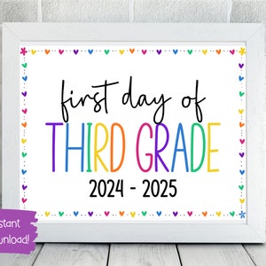 THIRD GRADE 2024-25 SIGN 1st Day of Third Grade Sign Start of School ...