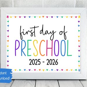 PRESCHOOL 2025-26 SIGN | 1st Day of Preschool Sign | Start School Sign ...