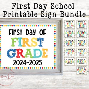 First Day School Printable Sign Bundle Includes Prek 8th Grade, First ...