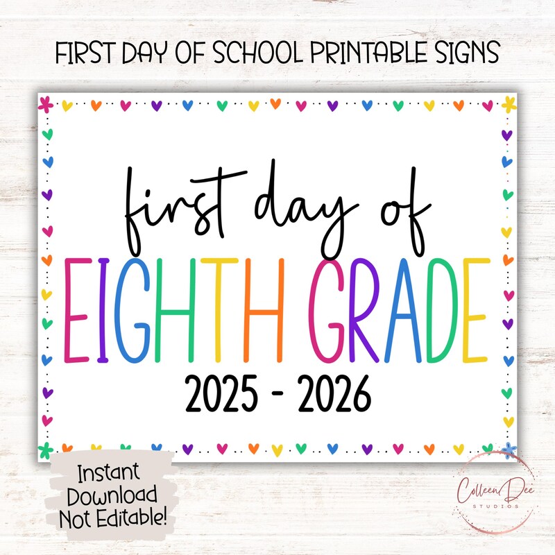 First Day of 8th Grade - Etsy