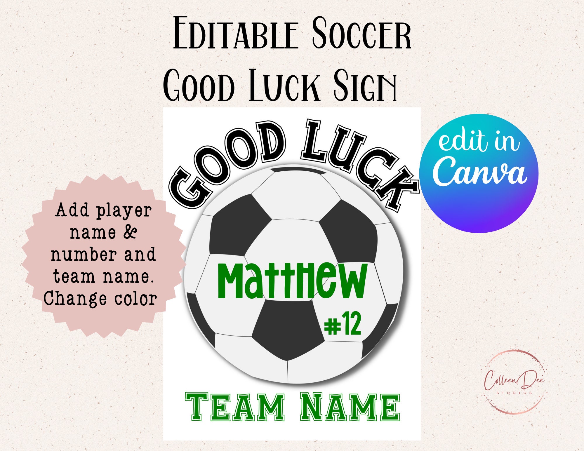 Editable Soccer Good Luck Printable Sign Soccer Team Good - Etsy Australia
