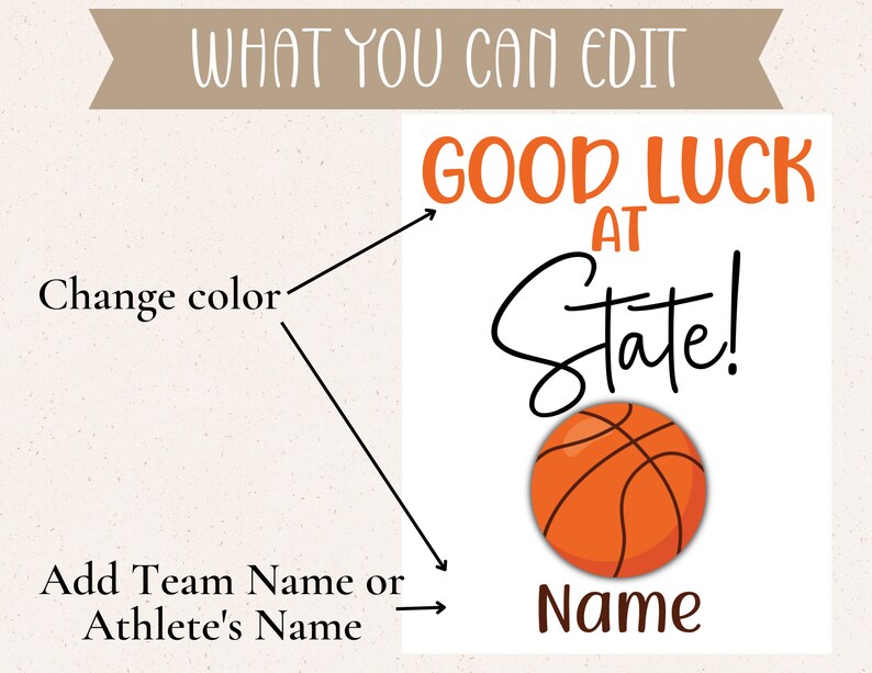 Editable Basketball Good Luck State Printable Tag Basketball - Etsy