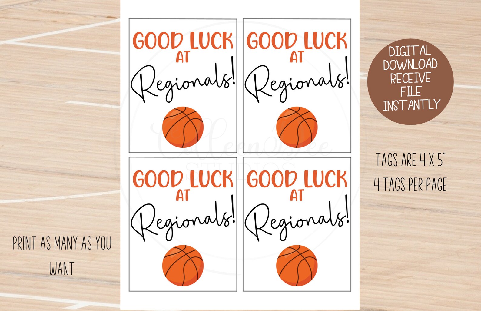 Basketball Good Luck at Regionals Printable Tag Team Good - Etsy