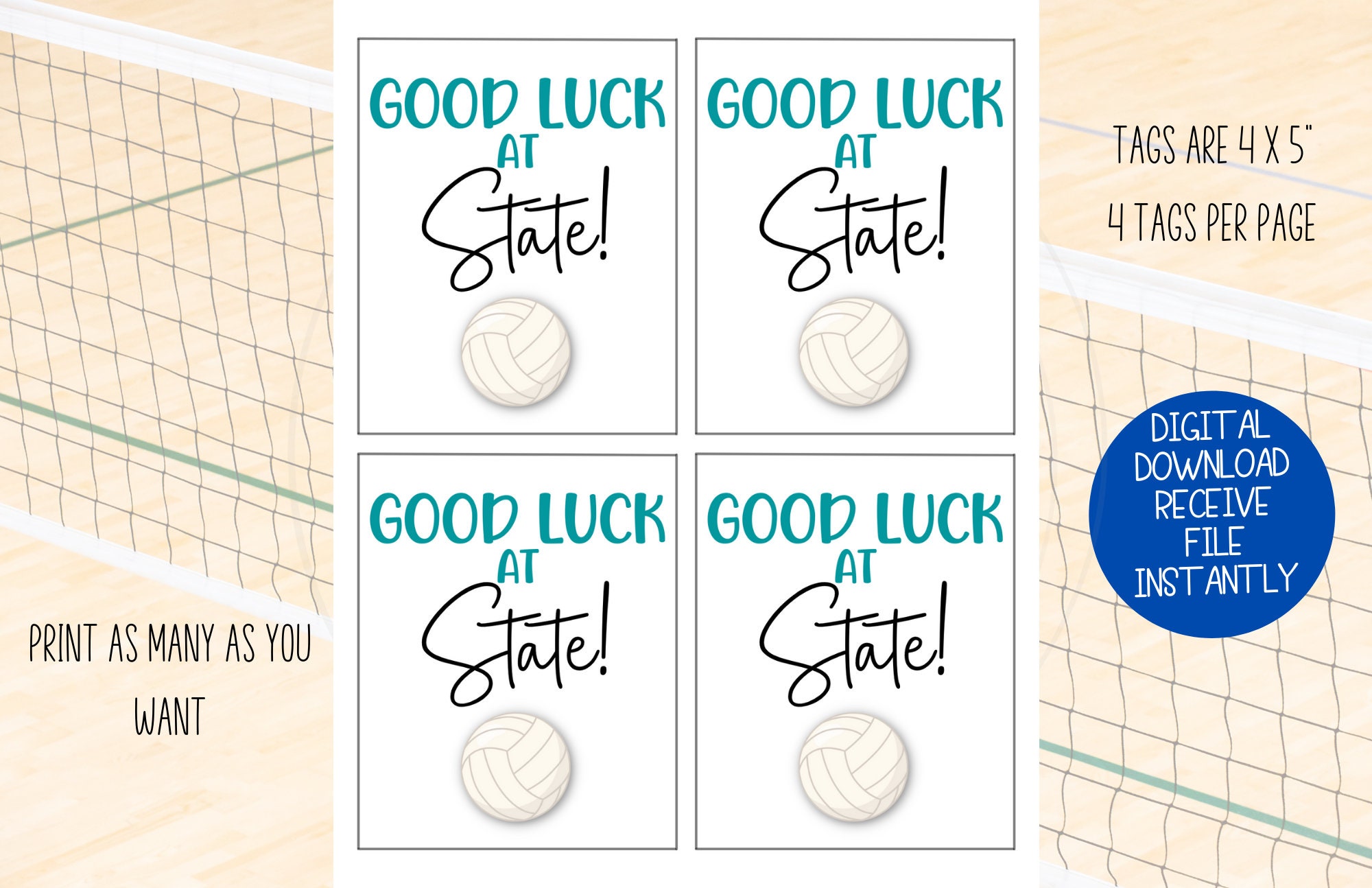 VOLLEYBALL Good Luck at State Printable Tag Team Good Luck | Etsy