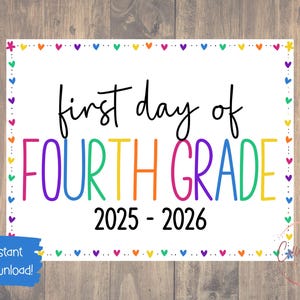 FOURTH GRADE 2025-26 SIGN | 1st Day of Fourth Grade Sign | Start of ...