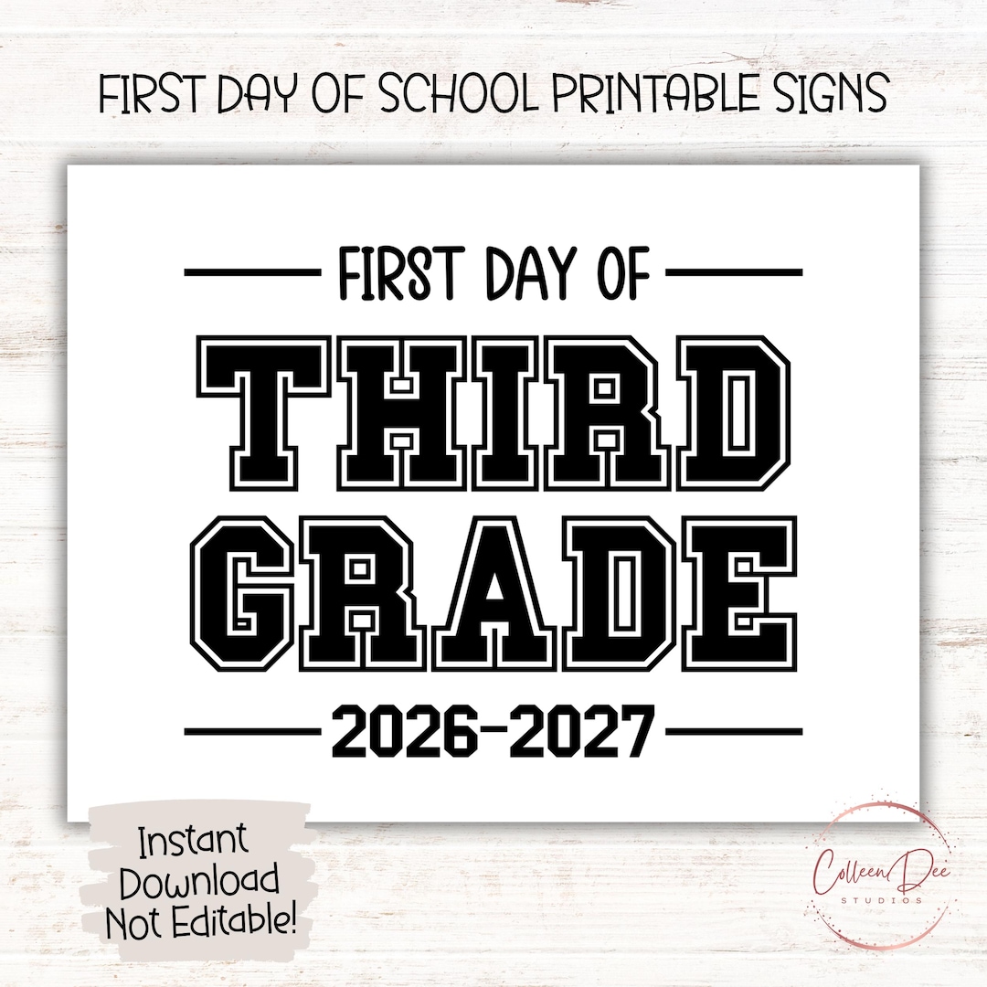 THIRD GRADE 2026-2027 SIGN | 1st Day of Third Grade Sign | Start of ...