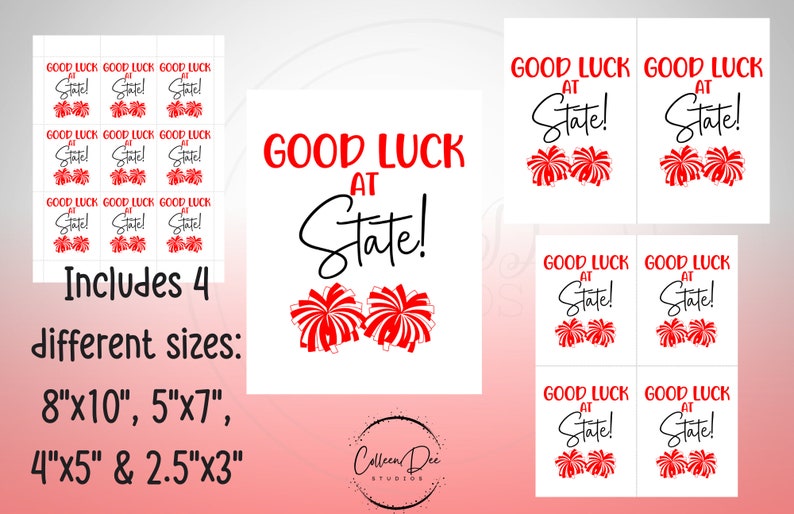 CHEER POM POMS Good Luck at State Printable Tag Team Good - Etsy