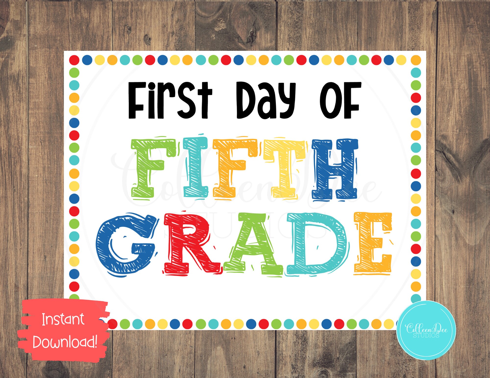 FIFTH GRADE SIGN First Day of 5th Grade Sign Start School - Etsy