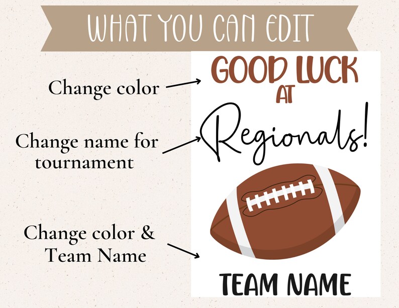 Editable Football Good Luck State Printable Tag Football Team ...