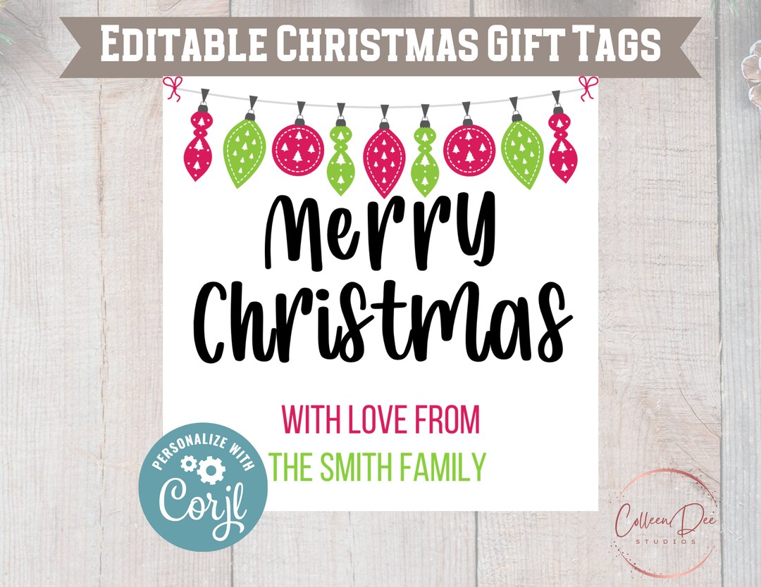 Editable Christmas Gift Tag Printable Edit Online in Corjl Instant ...