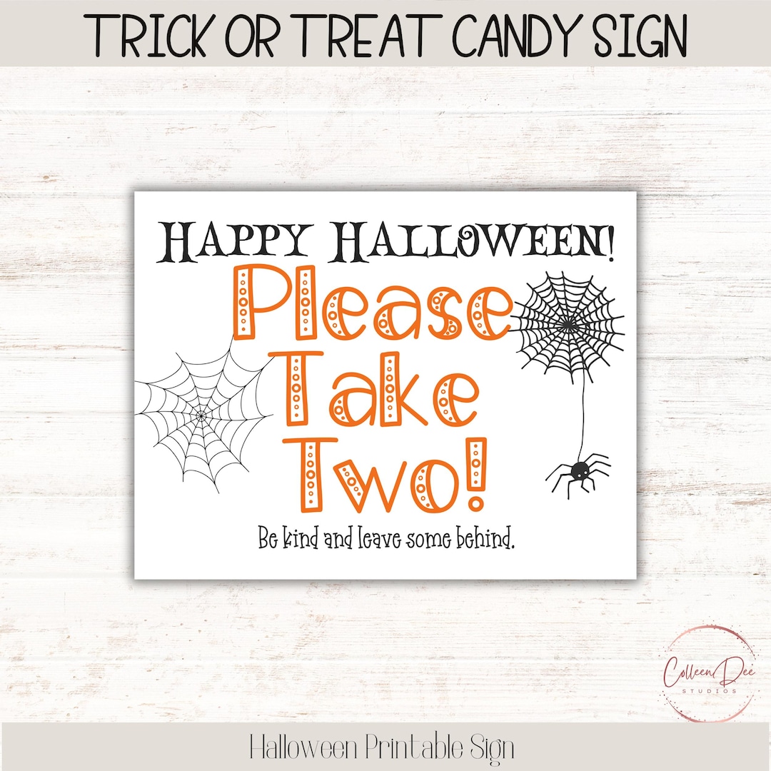 Printable Sign for Halloween Candy Bowl | Trick or Treater Sign ...
