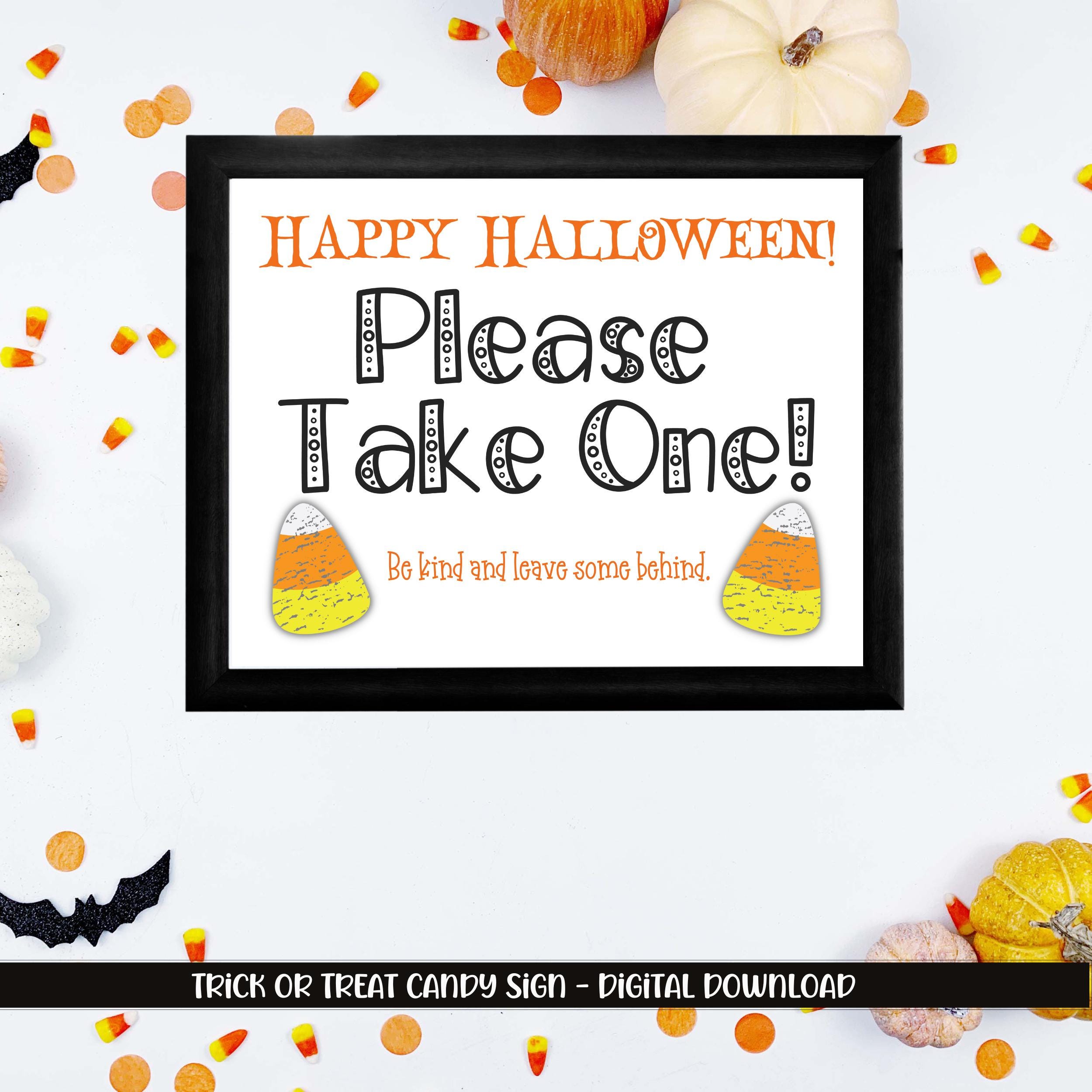 Printable Sign for Halloween Candy Bowl | Trick or Treater Sign ...