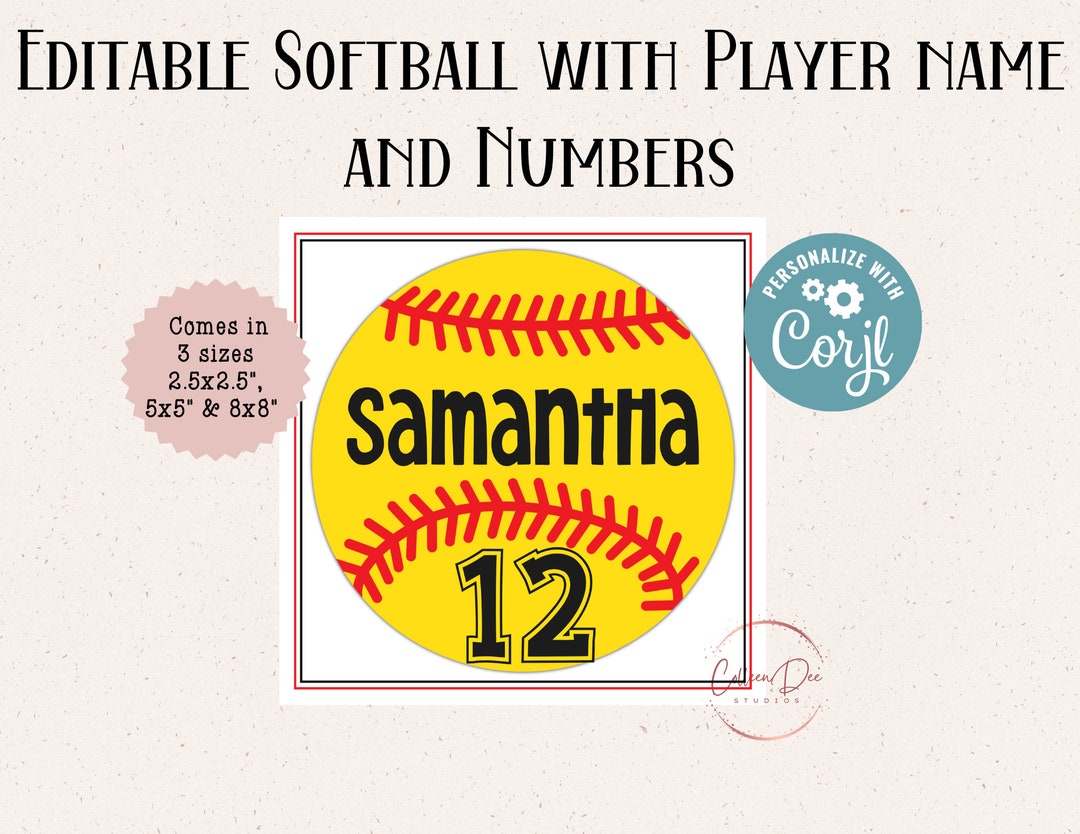 Editable SOFTBALL With Athletes Name and Number | Softball Team | Edit ...